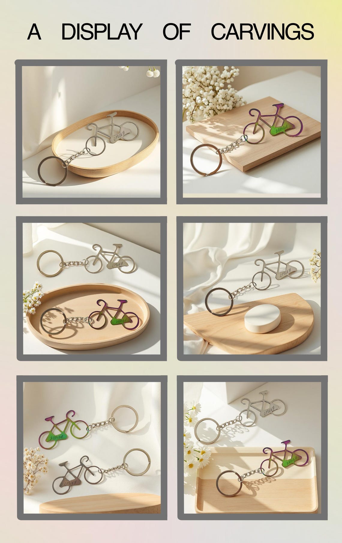 Enamel Bicycle Keychain: Stainless Steel Bike Key Ring, Custom Engraved ...