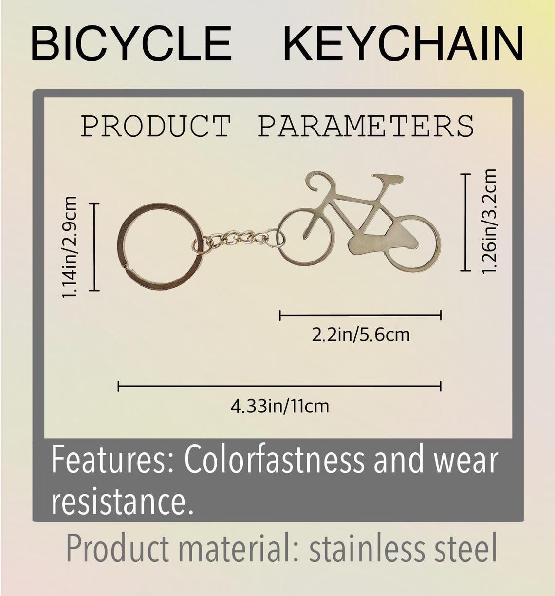 Enamel Bicycle Keychain: Stainless Steel Bike Key Ring, Custom Engraved ...