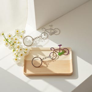 Enamel Bicycle Keychain: Stainless Steel Bike Key Ring, Custom Engraved ...