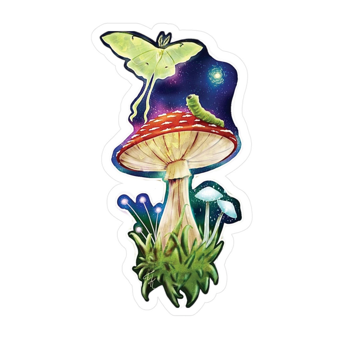 Whimsical Nature Kiss-cut Vinyl Decals - Mushroom & Moth Designs ...