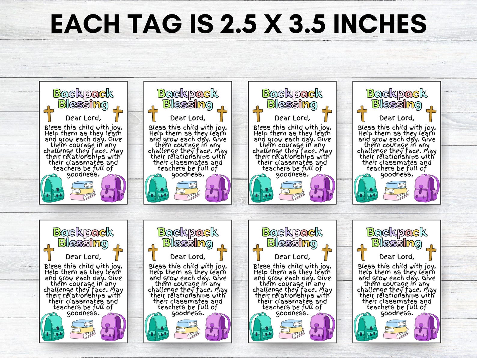 Backpack Blessing Prayer Tags: Back to School Gift Favors (PDF Download ...