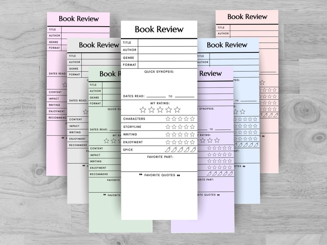 Book Review Bookmarks, Colorful Bookmark for Readers, Gift Idea for ...