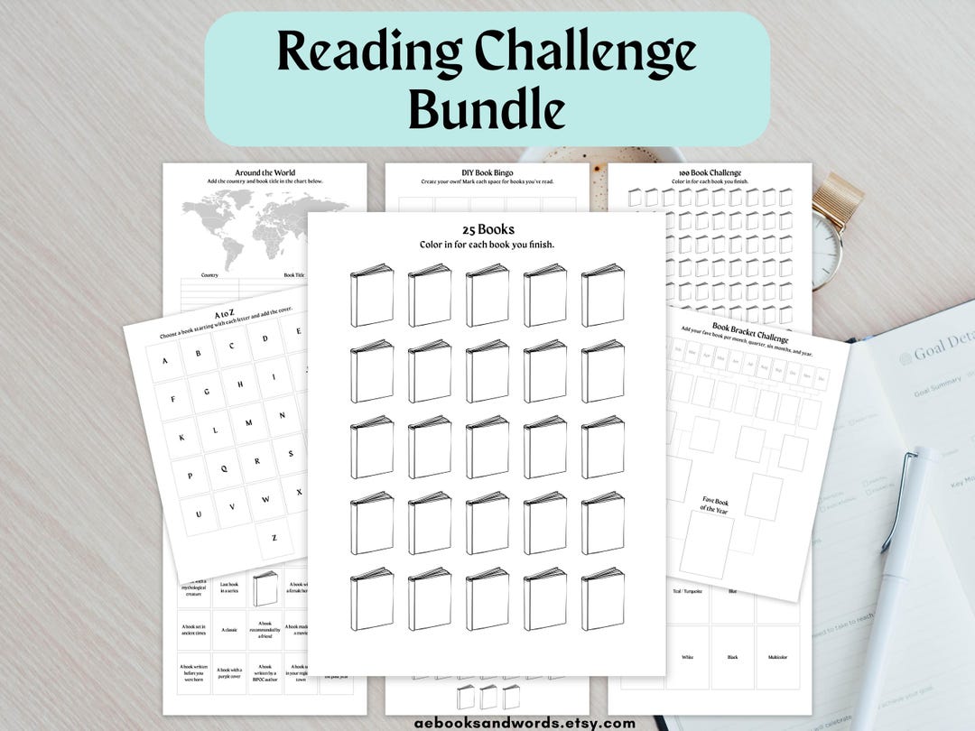 Reading Challenge Journal Pages Bundle: Minimalist Style With Book ...