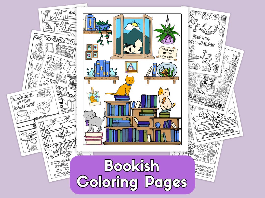 Coloring Pages for Readers and Book Lovers, Fun and Relaxing Reading ...