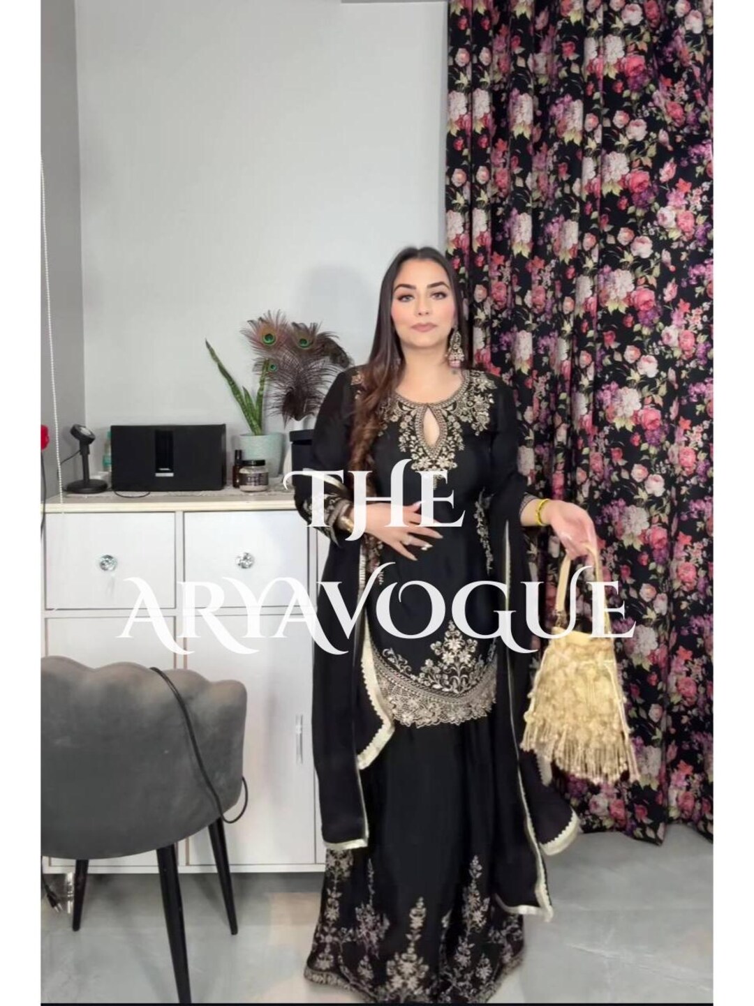 Embroidered Black Gharara Suit: Pakistani Indian Wedding Outfit - Etsy