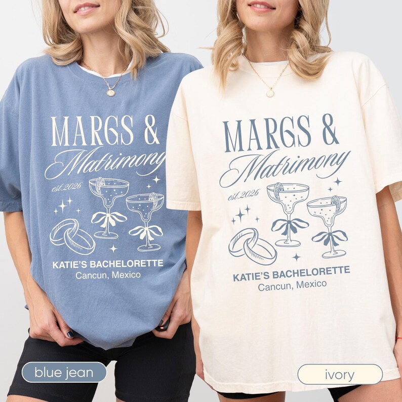Custom Margs and Matrimony Bachelorette Party T-shirt, Mexico Bridal ...