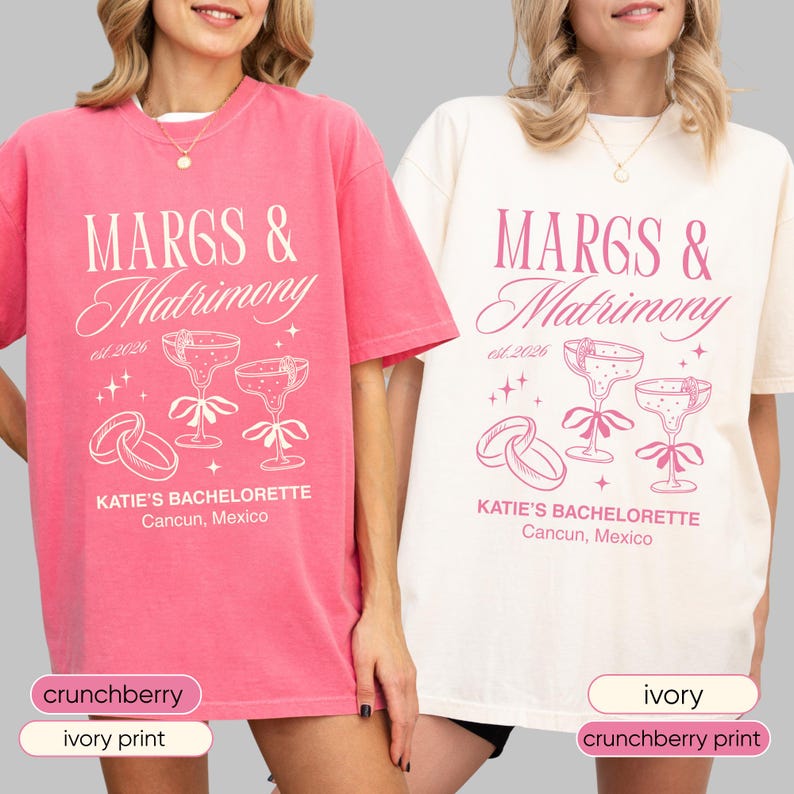 Custom Margs and Matrimony Bachelorette Party T-shirt, Mexico Bridal ...