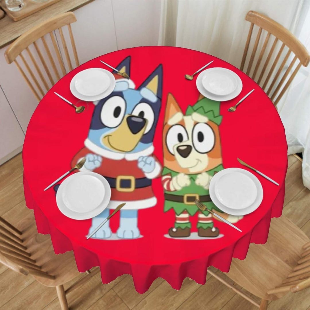 Bluey and Bingo ; Round Tablecloth With Wavy Edge - Etsy