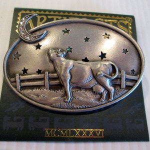 Vintage JJ Pin- Cow With Moon and Stars- Jonette Brooch- Unique Gift ...