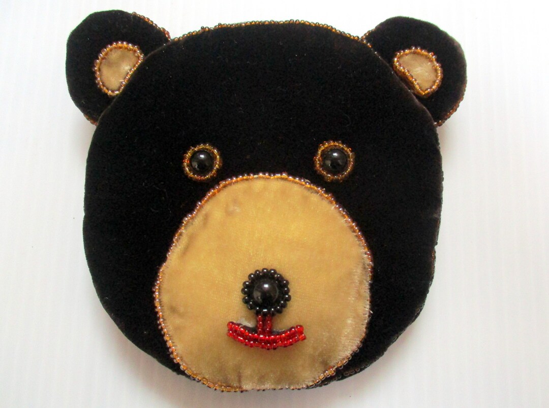 Vintage Purse Accessory-velvet Bear-unique Gift-small Purse -beaded ...
