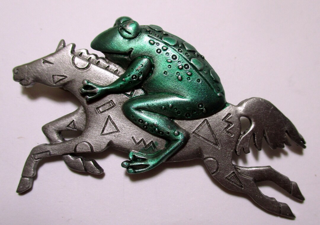 Vintage Pin Signed JJ - Frog Riding Horse-jonette Jewelry Brooch ...