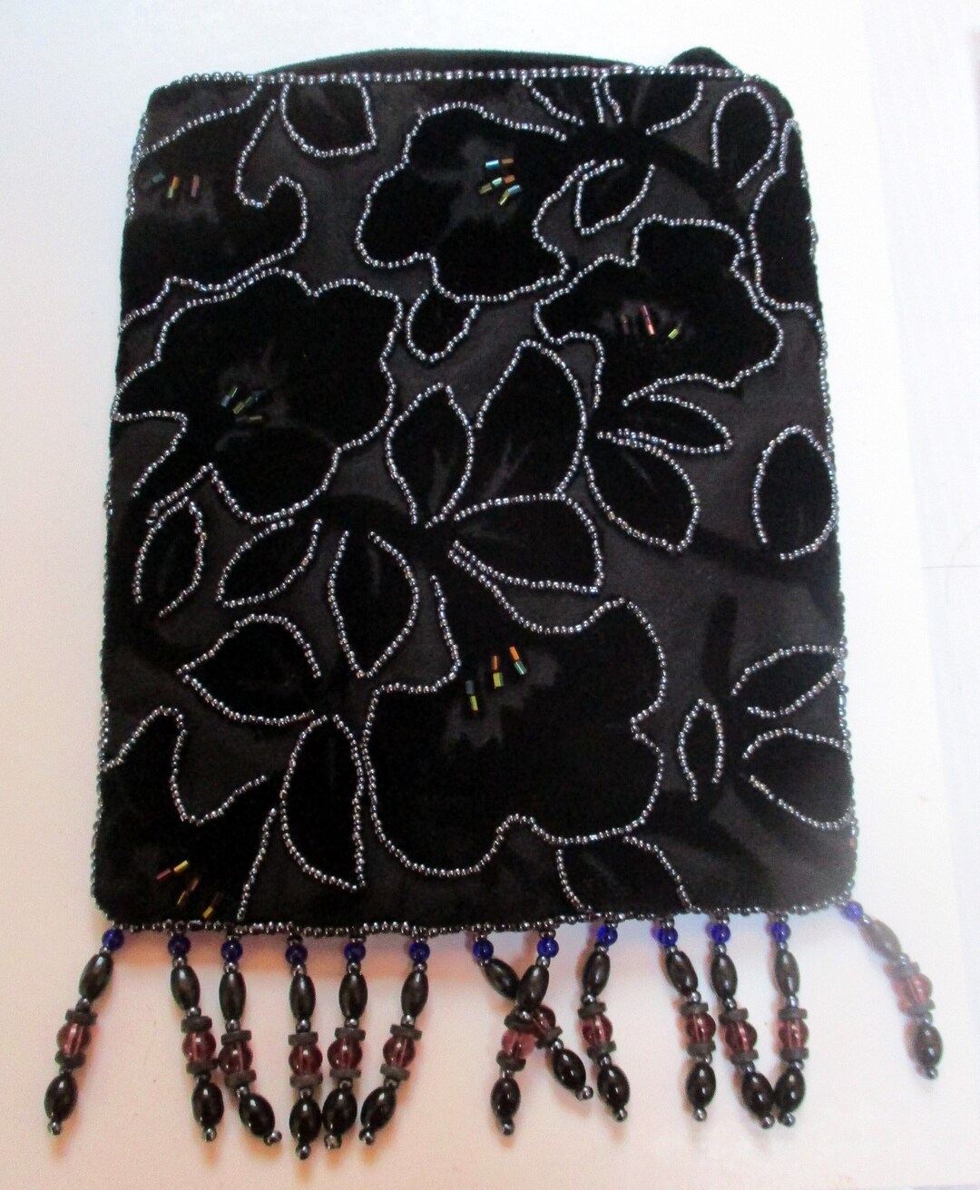Vintage Velvet Beaded Purse-black Velvet Purse-unique Gift- Purse ...