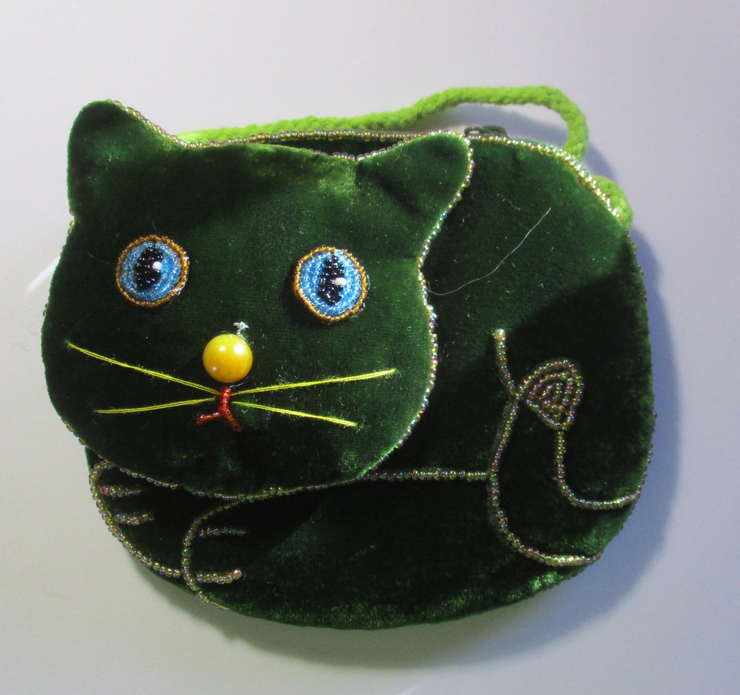 Velvet Kitty Cat Purse, Small Purse, Kitty Cat Accessory, Unique Gift ...