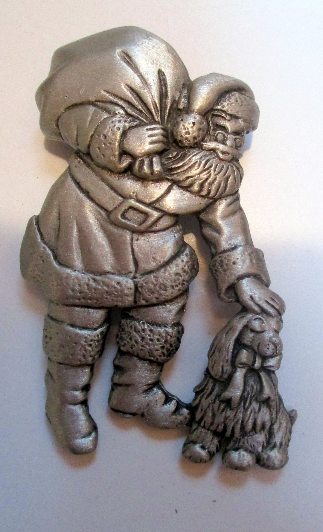 Vintage JJ Pin Santa Claus With Dog Jonette Jewelry Brooch-unique Gift ...