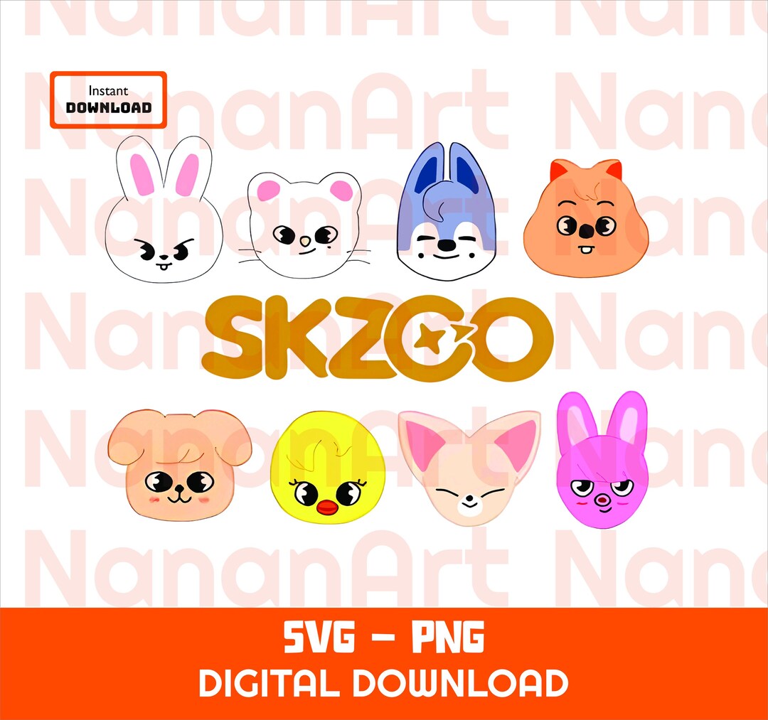 SKZOO Face SVG PNG – Cute Stray Kids Character Clipart Digital Download ...