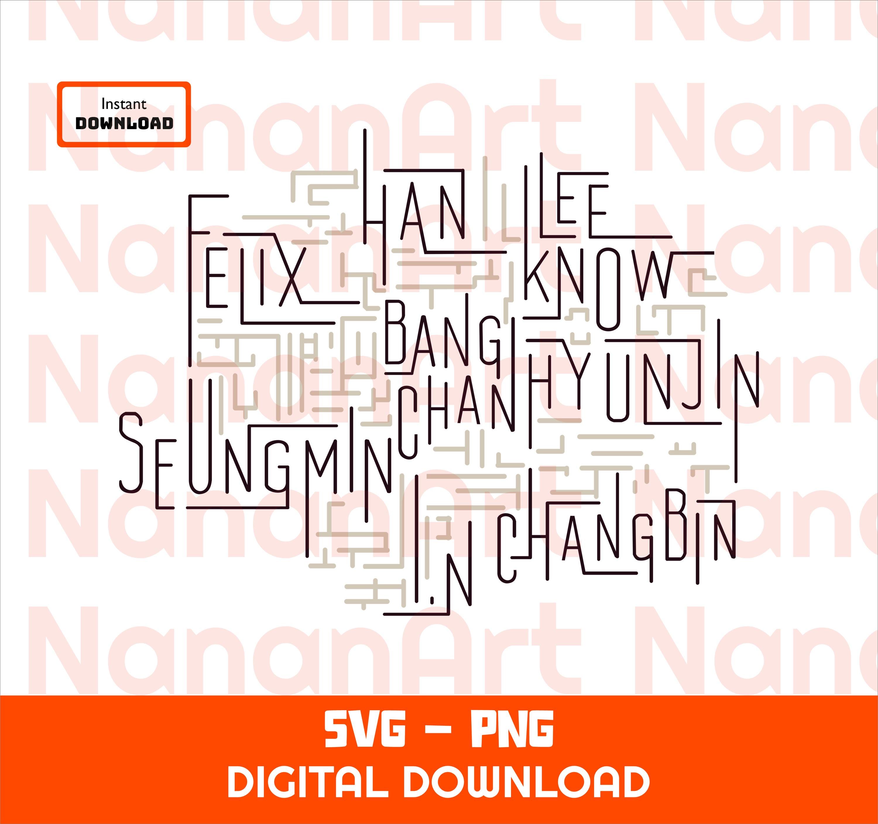 Stray Kids Member Name Typography SVG PNG – Modern Kpop Fanart Digital ...