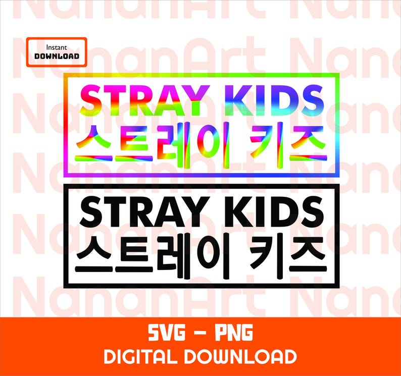 Stray Kids Logo SVG PNG – Kpop Hangul Rainbow & Black Design for Cricut ...