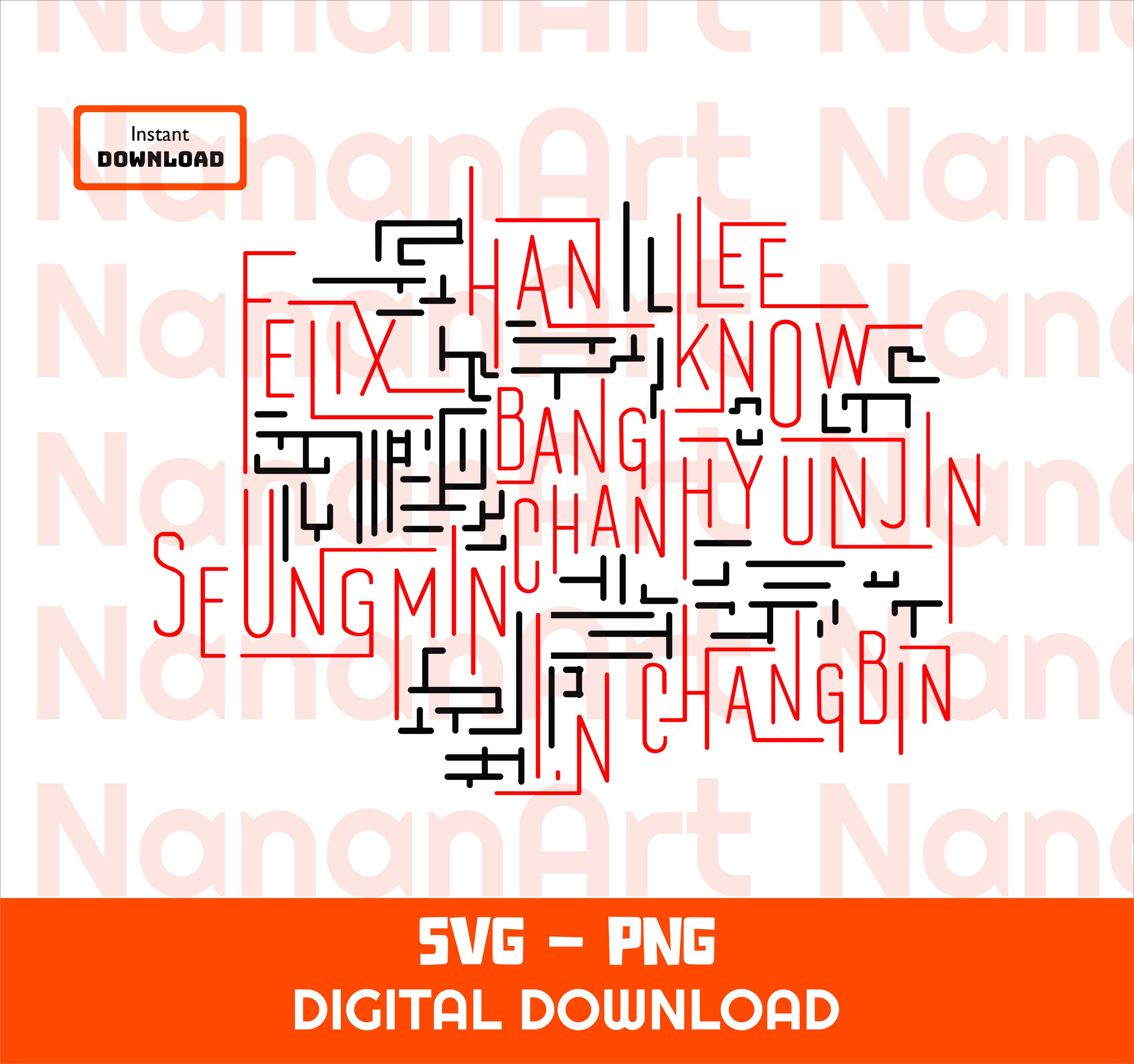 Stray Kids Member Name Typography SVG PNG – Modern Kpop Fanart Digital ...