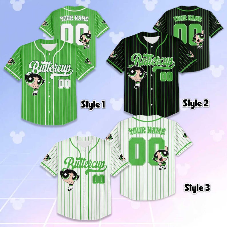 Personalized the Powerpuff Girls Buttercup Baseball Jersey, Custom Buttercup Cartoon Shirt ...