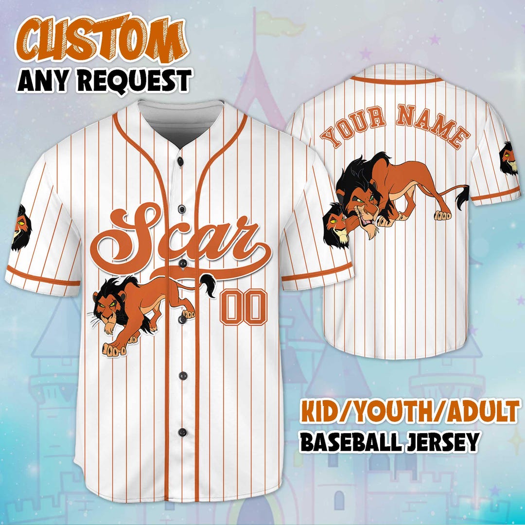 Personalized Scar the Lion King Baseball Jersey, Custom Scar the Lion ...