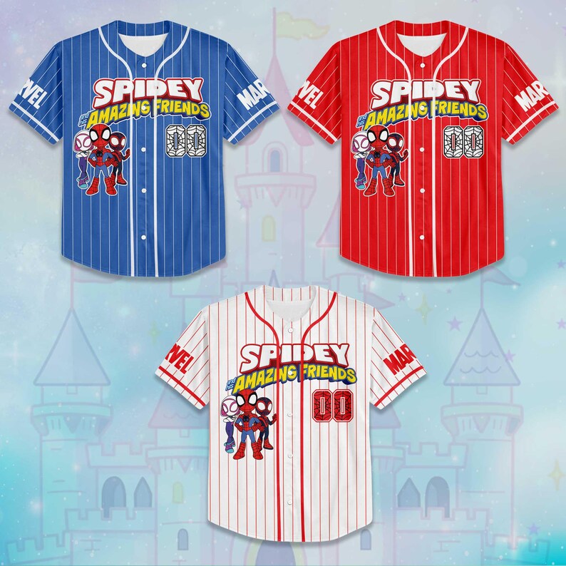 Custom Spidey and His Amazing Friends Baseball Jersey, Marvel Disney ...