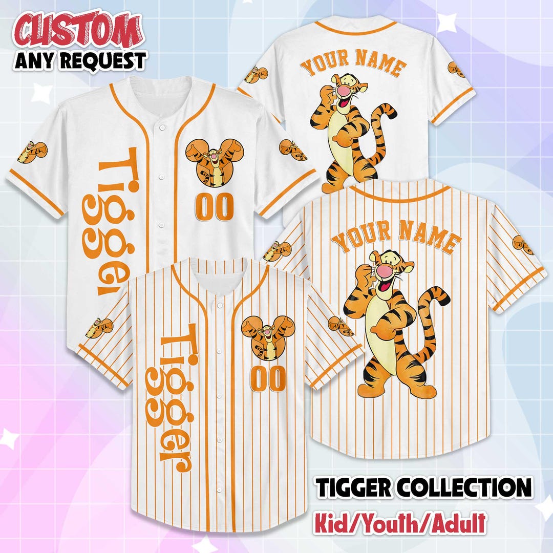 Personalized Tigger Baseball Jersey: Custom Winnie the Pooh Sport Shirt ...