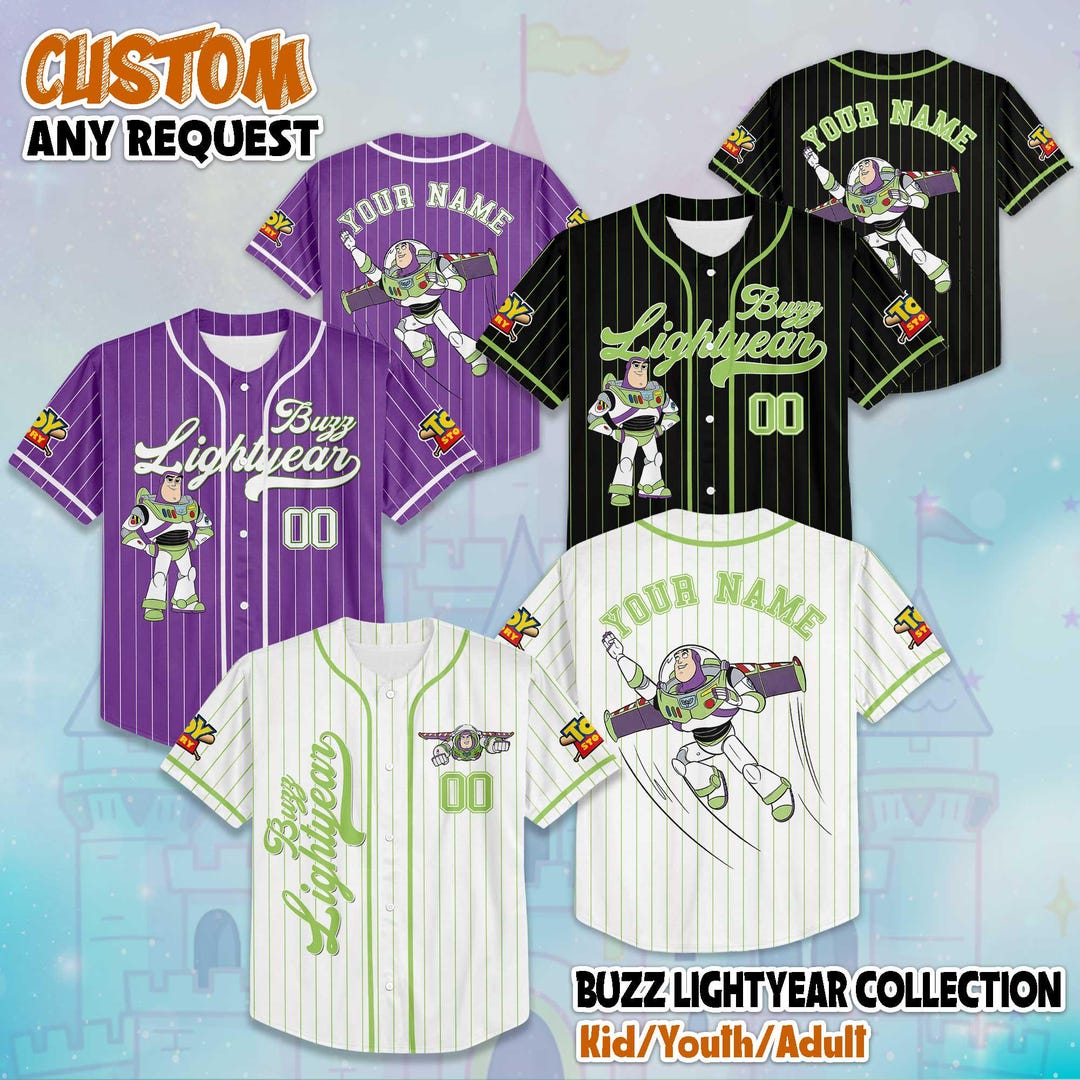 Custom Buzz Lightyear Collection Baseball Jersey, Disney Toy Story Buzz ...