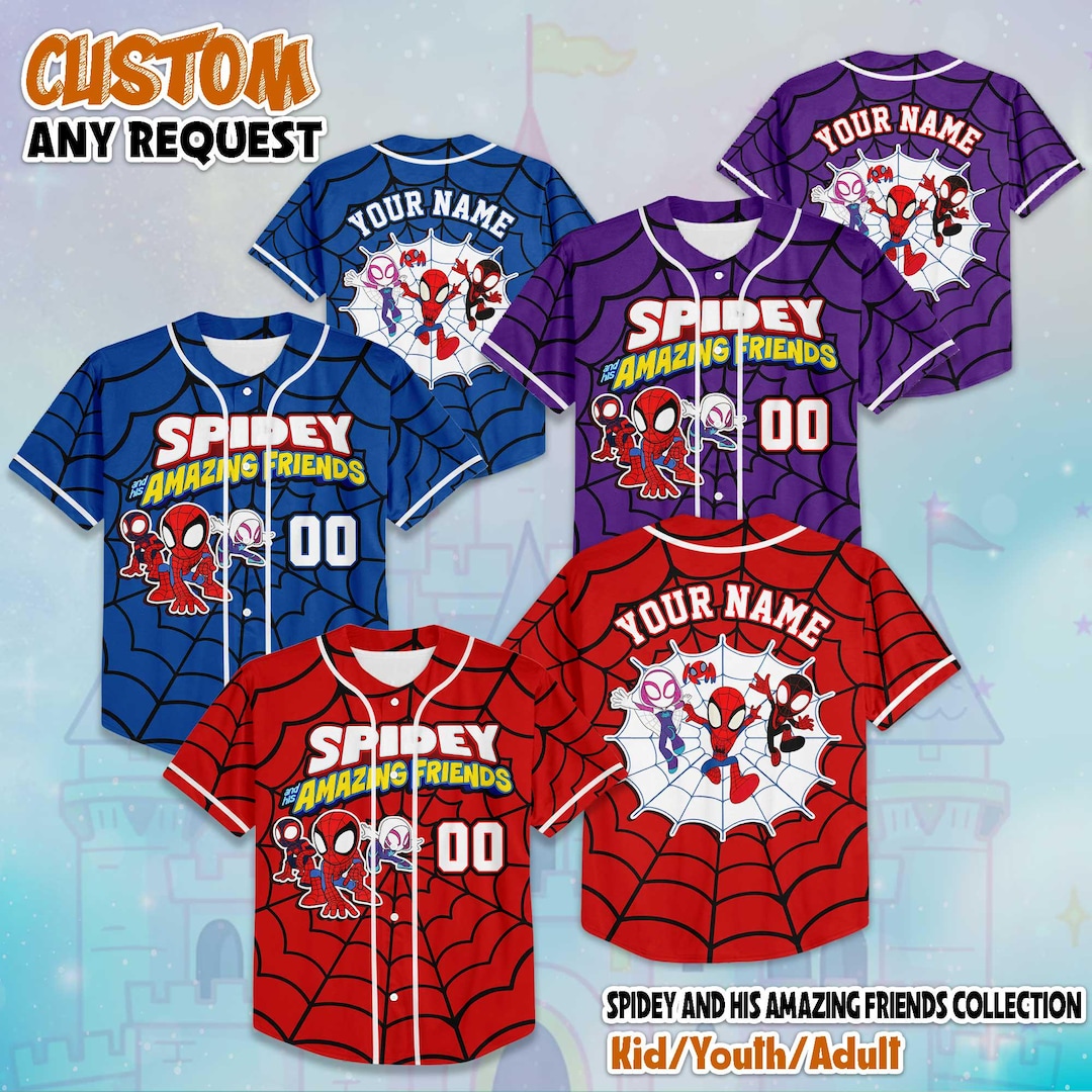 Custom Disney Spidey and His Amazing Friends Baseball Jersey, Marvel ...
