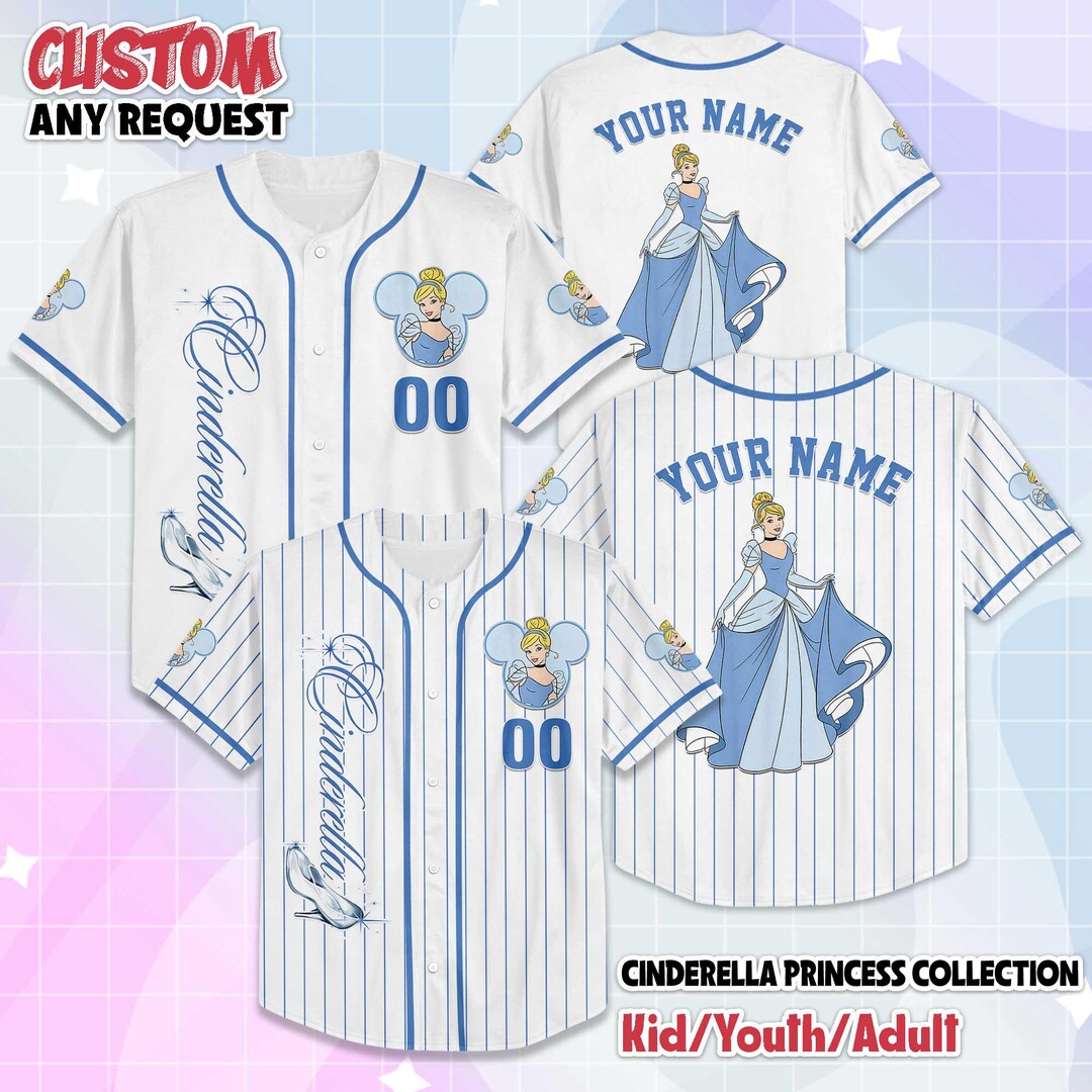 Personalized Cinderella Princess Baseball Jersey, Custom Disney ...