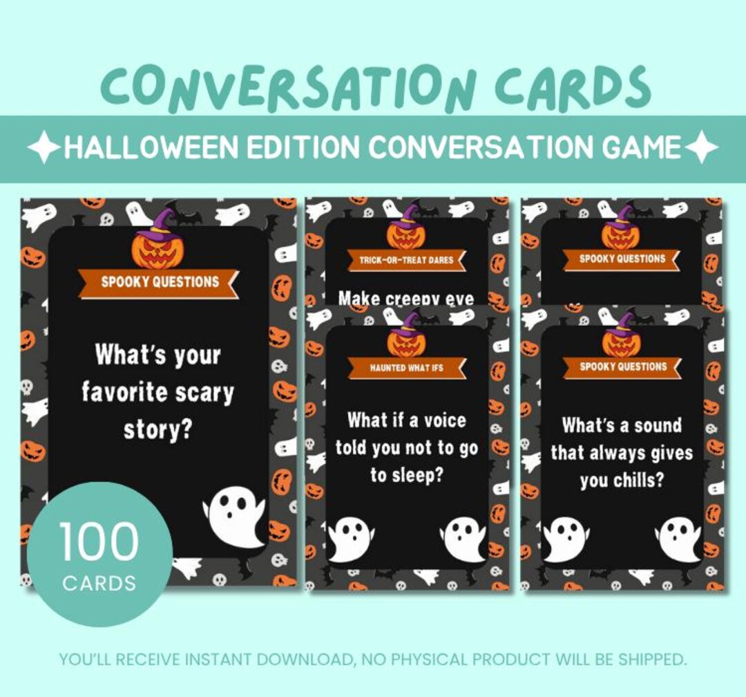 Printable Halloween Conversation Cards, Spooky Questions Card Game ...