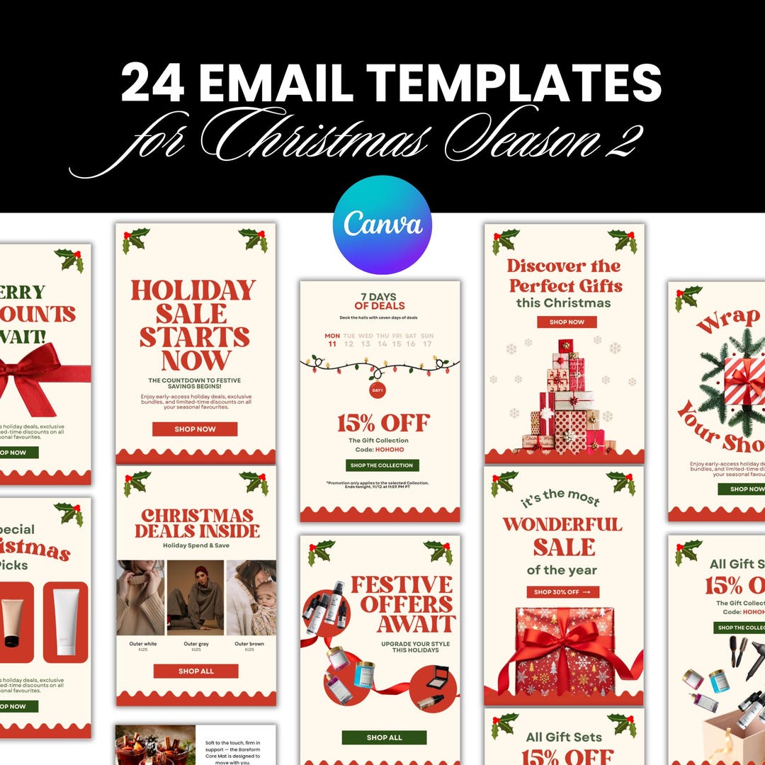 Christmas Email Template Bundle for Canva | Holiday Email Templates ...