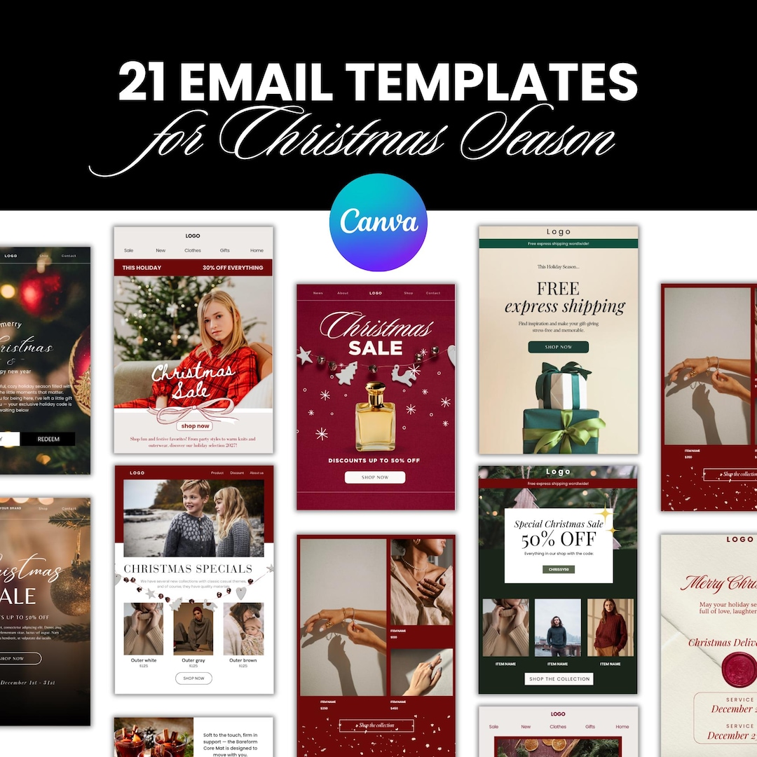 Christmas Email Template Bundle for Canva | Holiday Email Templates ...