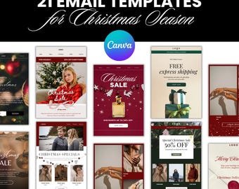 Christmas Email Template Bundle for Canva | Holiday Email Templates ...