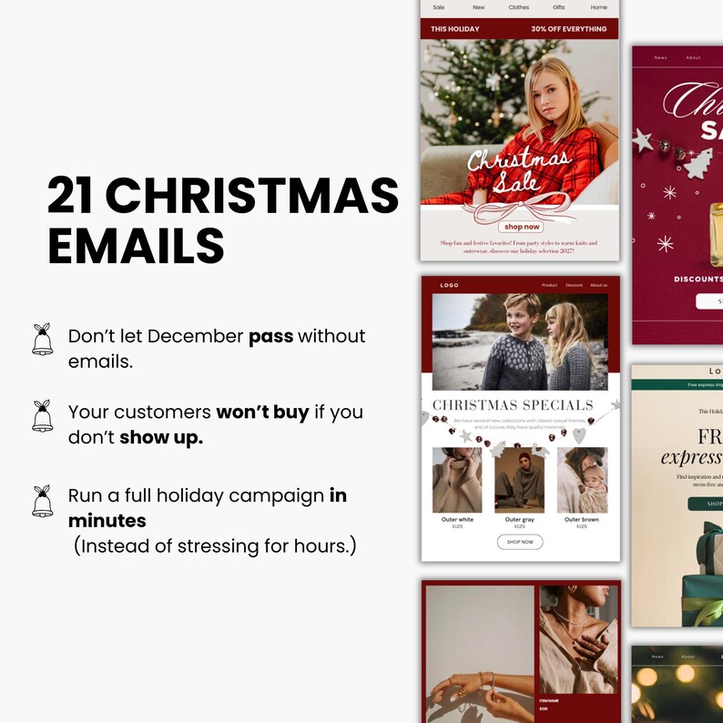 Christmas Email Template Bundle for Canva | Holiday Email Templates ...