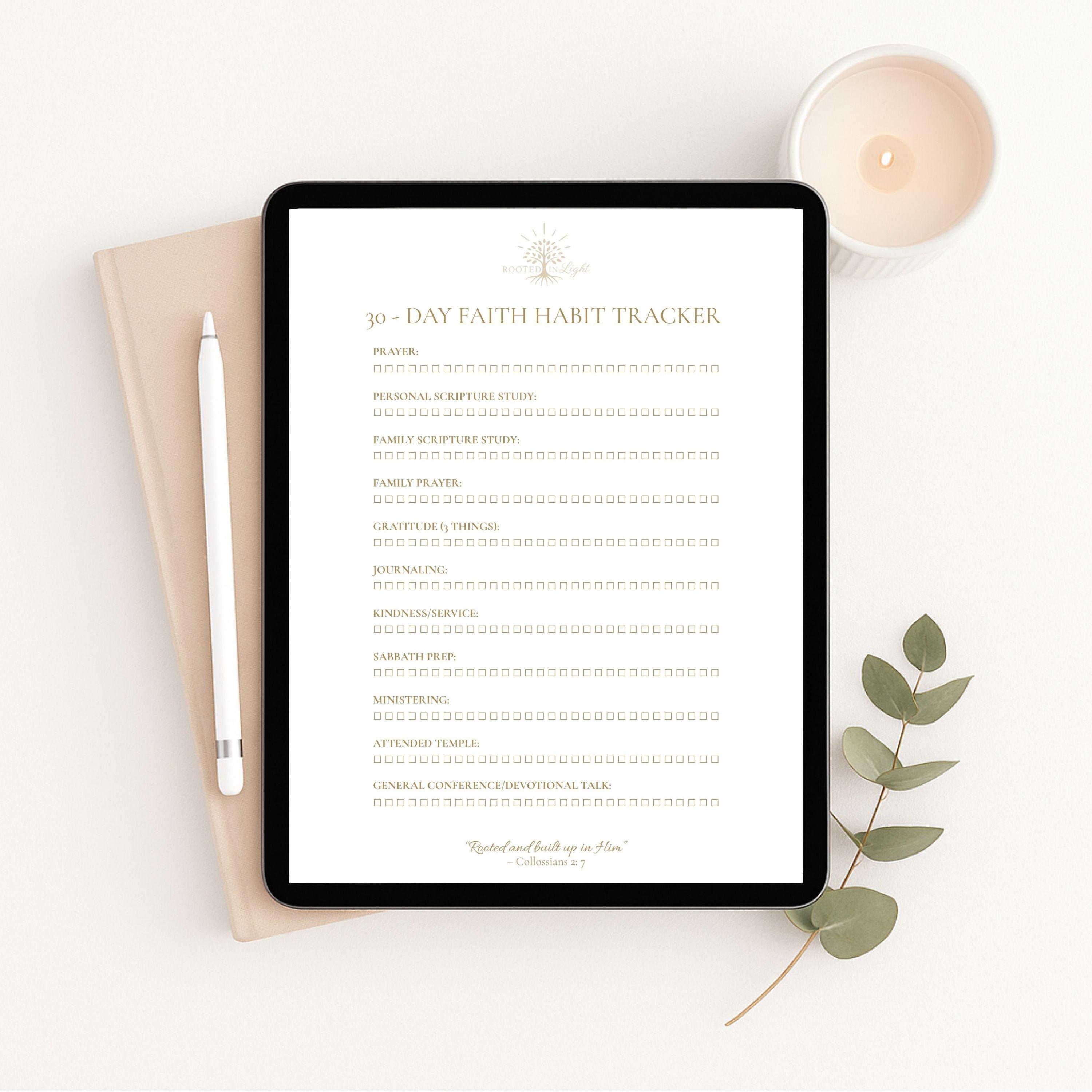 LDS Faith Habit Tracker Canva Template | Christian Self-care Planner ...