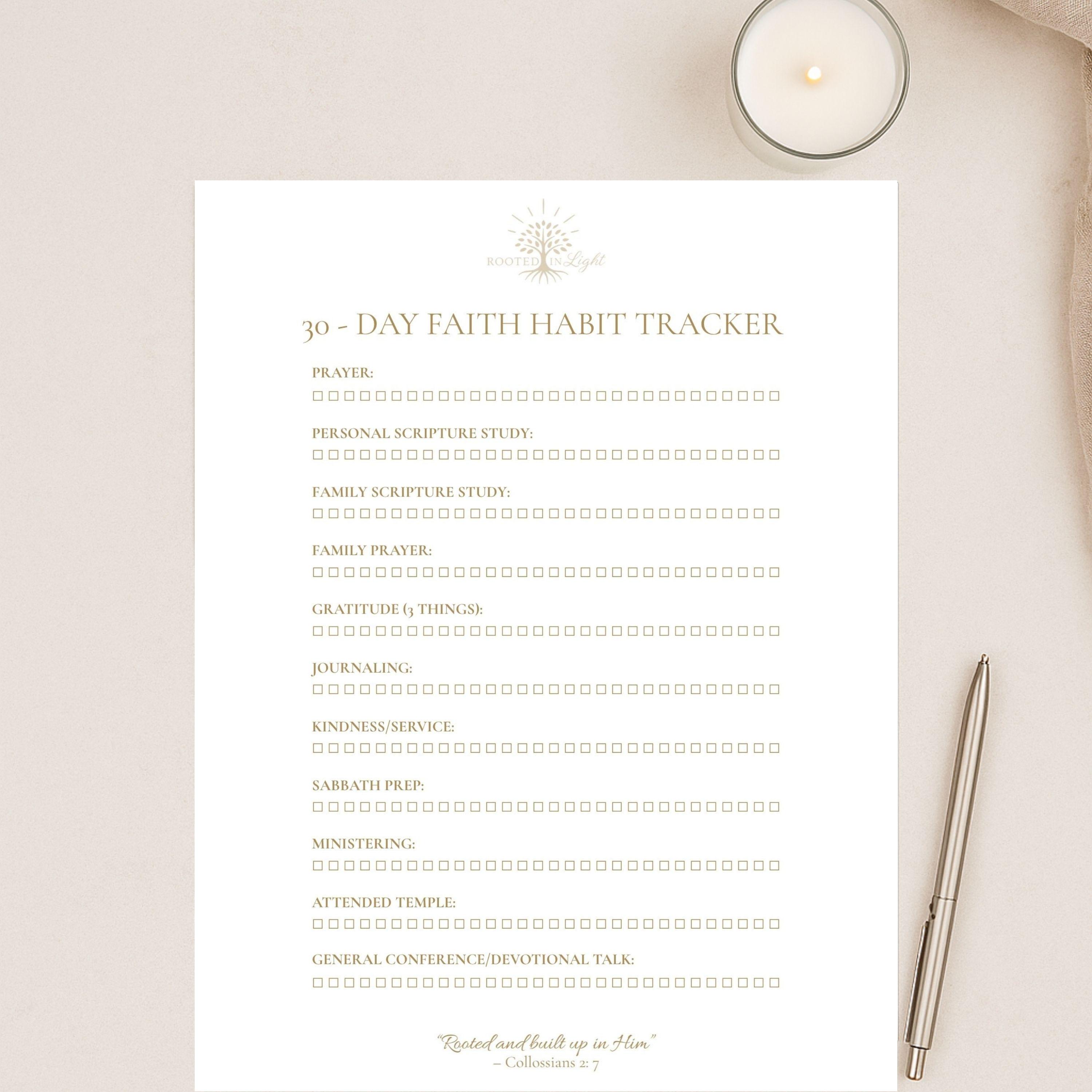 LDS Faith Habit Tracker Canva Template | Christian Self-care Planner ...