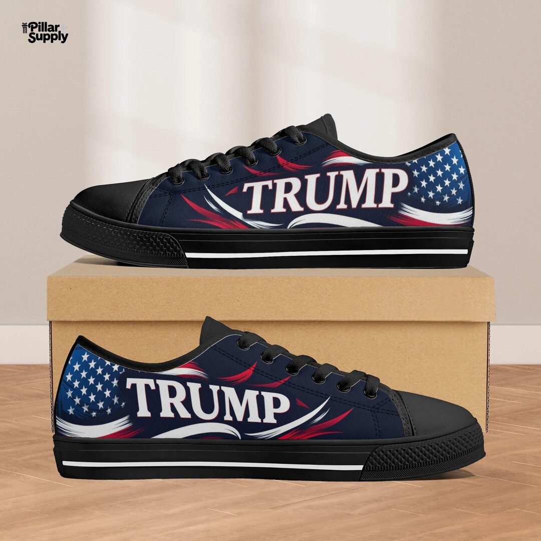 Trump Patriotic Sneakers, American Flag Canvas Shoes, Donald Trump ...