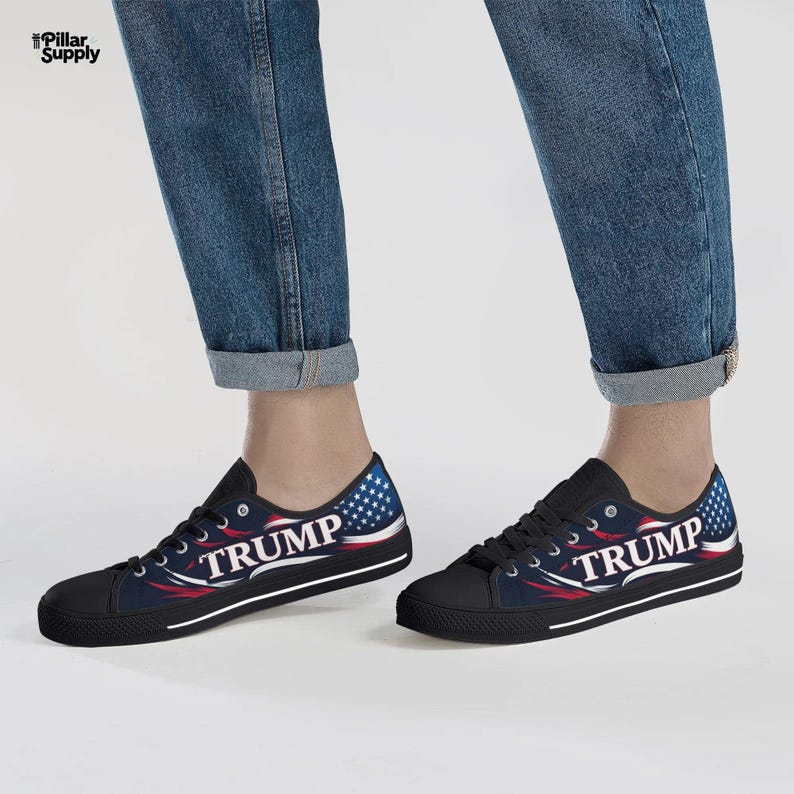Trump Patriotic Sneakers, American Flag Canvas Shoes, Donald Trump ...