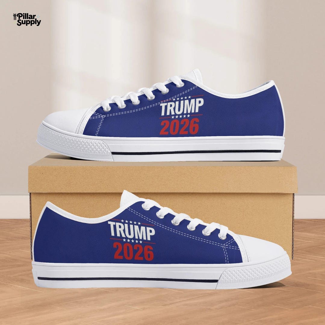 Trump 2026 Low Top Sneakers, Patriotic Republican Canvas Shoes ...