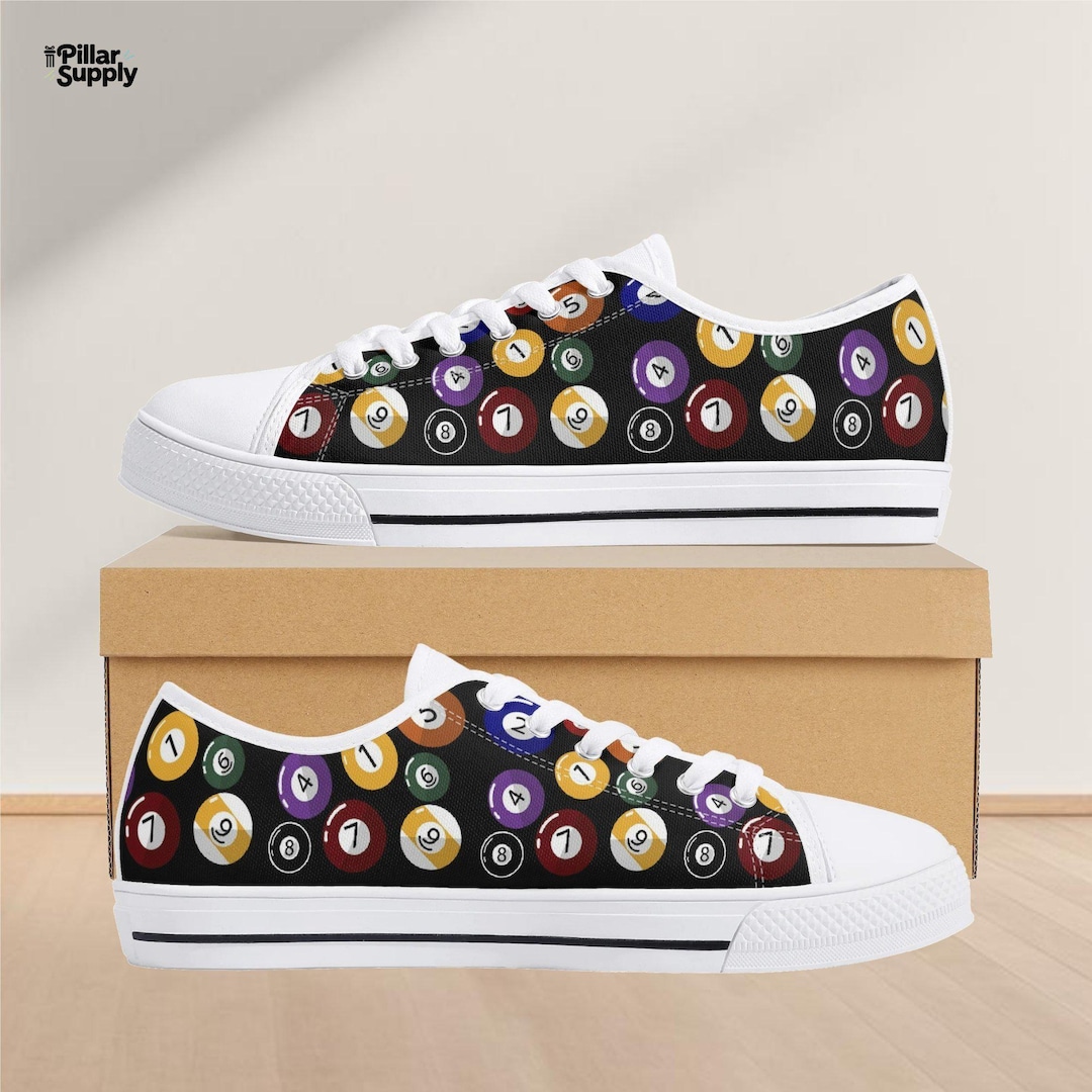 Billiard Ball Shoes, Pool Player Low Tops, Billiards Sneakers, Unique ...