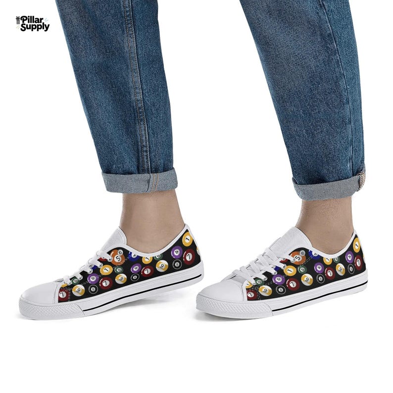 Billiard Ball Shoes, Pool Player Low Tops, Billiards Sneakers, Unique ...