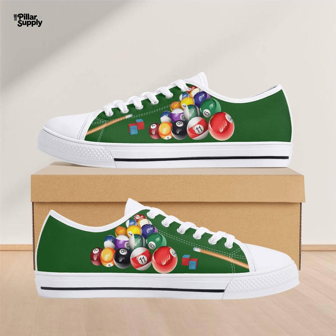 Billiards Shoes: Unisex Low Top Canvas Sneakers With Pool Ball Design ...