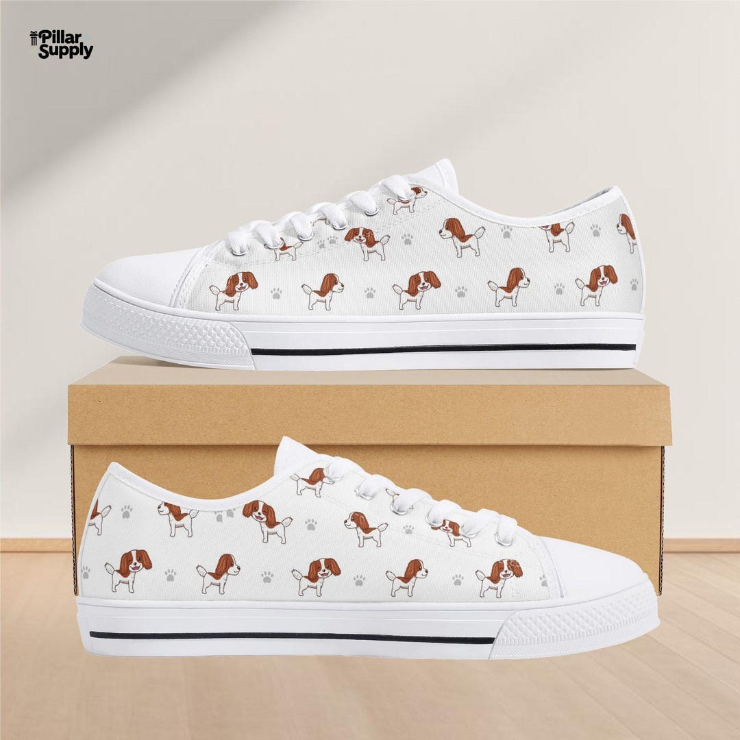 Custom Cavalier King Charles Spaniel Canvas Shoes, Women's Low Top ...