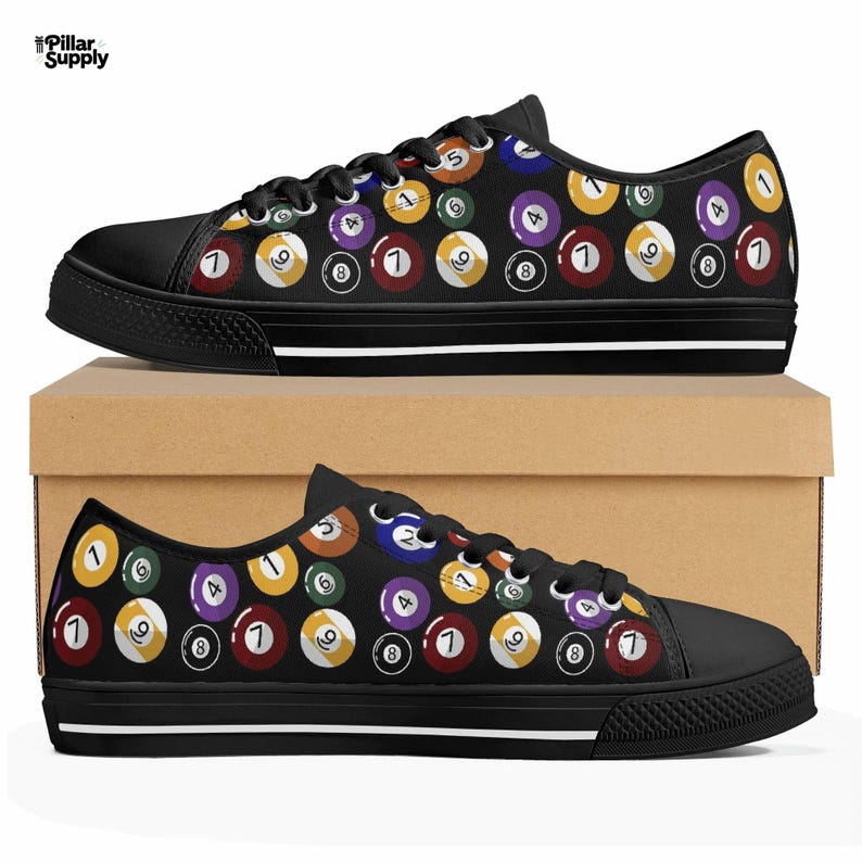 Billiard Ball Shoes, Pool Player Low Tops, Billiards Sneakers, Unique ...
