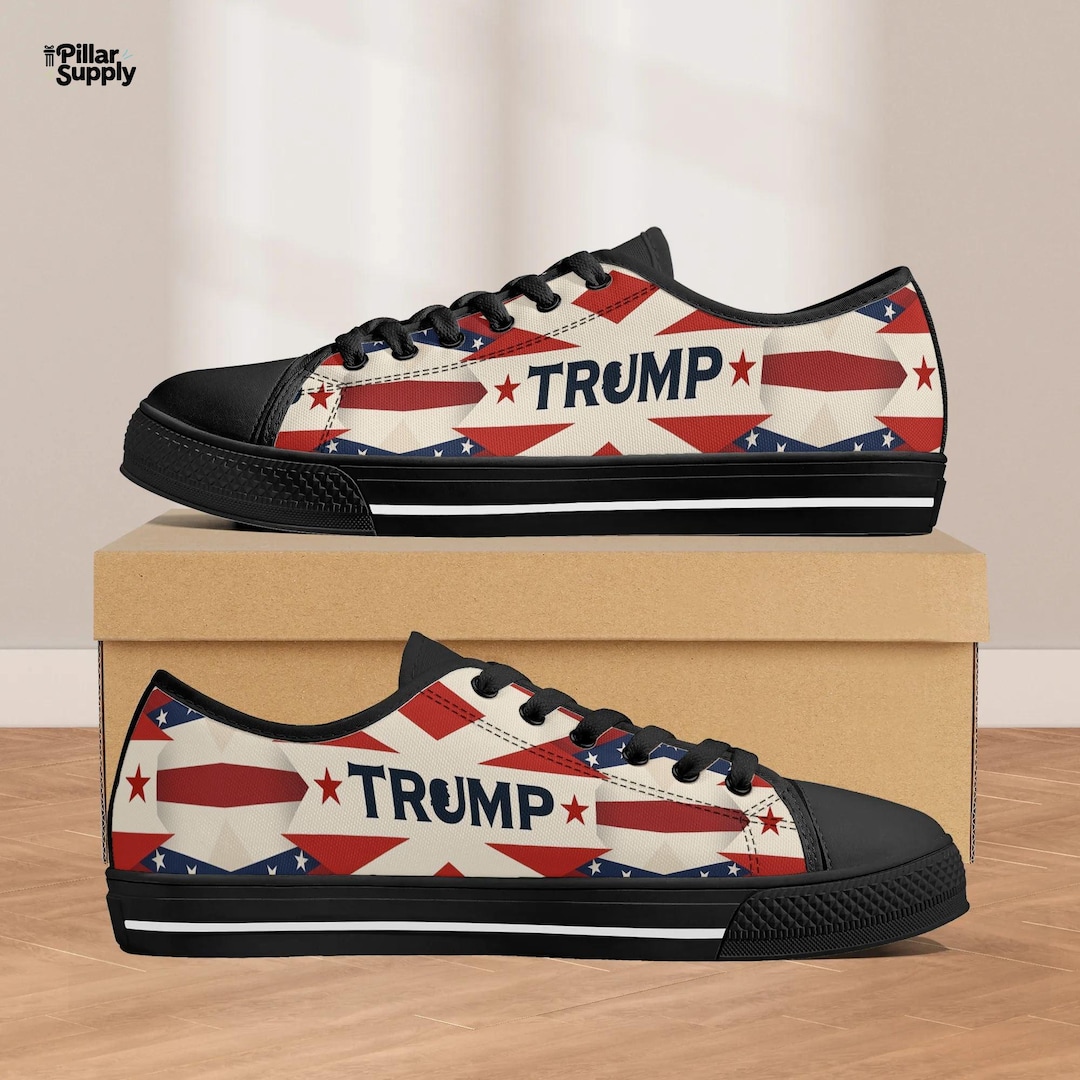 Trump Patriotic Low Top Sneakers, Stars and Stripes Canvas Shoes ...