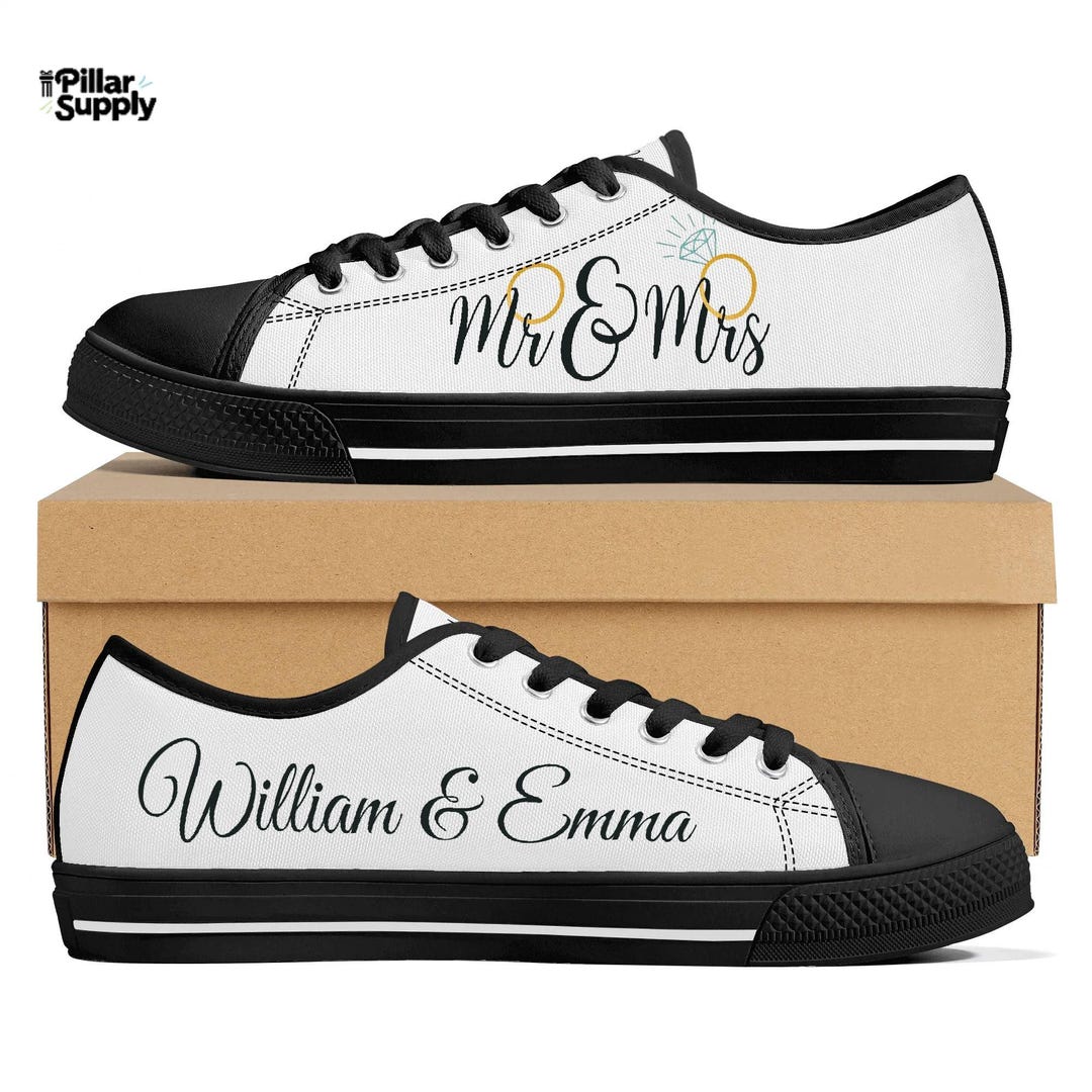 Personalized Mr and Mrs Shoes, Custom Wedding Sneakers With Date ...