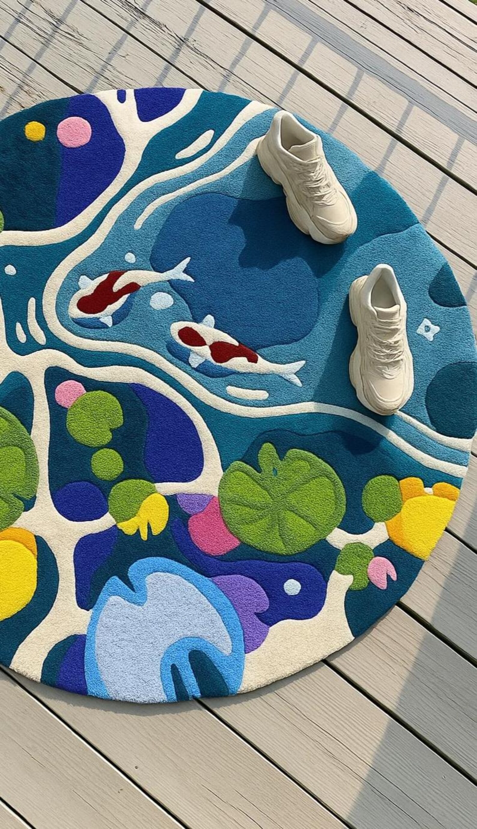 Koi Pond Security Nature Inspired Round Rug Hand Tufted Woollen Rugs - Etsy