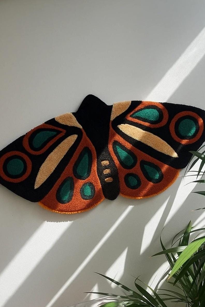 Handmade Tufted Butterfly Wall Rug: Boho Moth Textile Art - Etsy