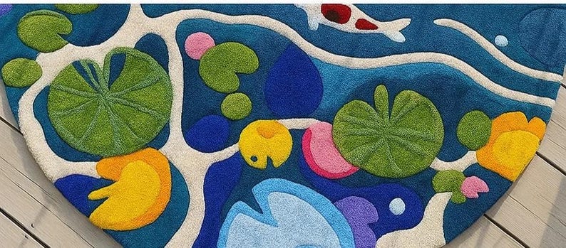 Koi Pond Security Nature Inspired Round Rug Hand Tufted Woollen Rugs - Etsy