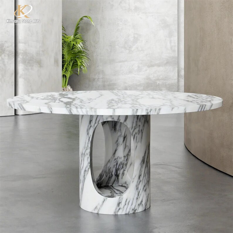 Arabescato Marble Dining Table | Luxurious Italian White Marble Table ...